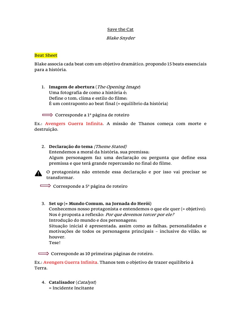 Save The Cat - Beat Sheet | PDF
