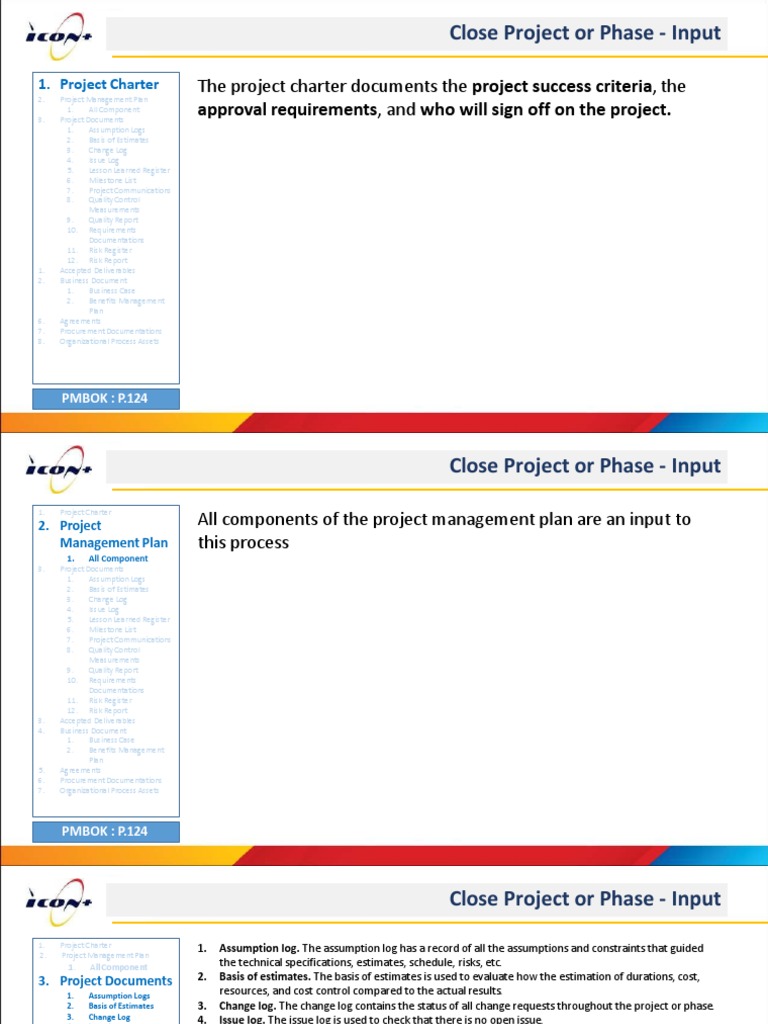 Closing a Project or Phase Inputs | PDF | Project Management | Risk