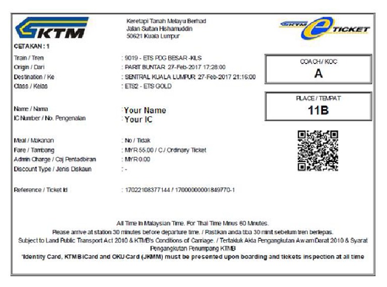 KTMB Sample Ticket | PDF