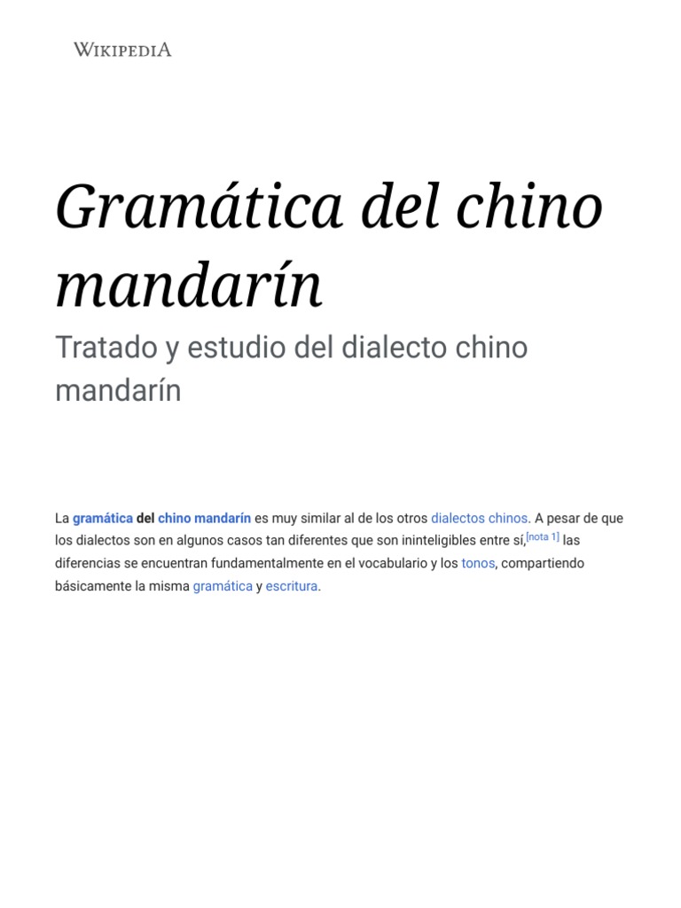 Gramática Del Chino Mandarín - Wikipedia, La Enciclopedia Libre | PDF ...