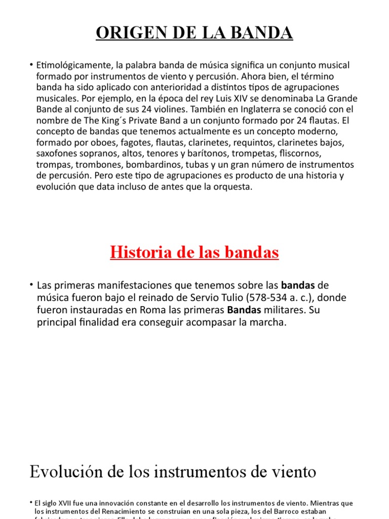 Historia y origen de la banda musical | PDF | Instrumentos musicales ...