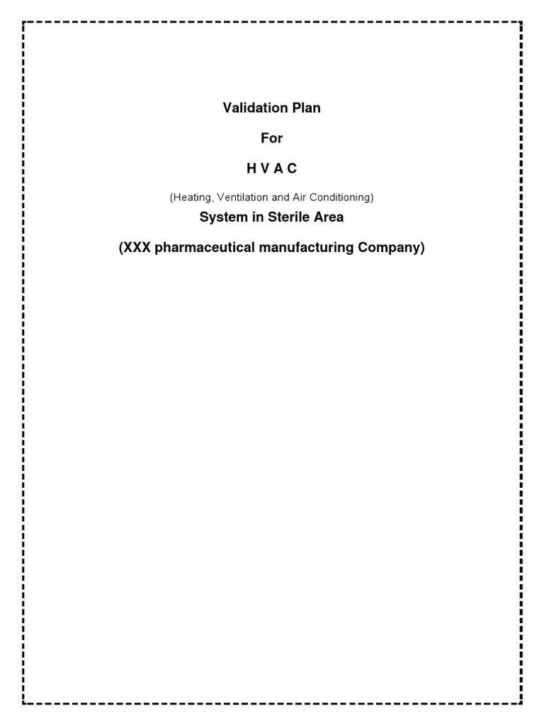 Validation Plan For Hvac: (Heating, Ventilation and Air Conditioning ...