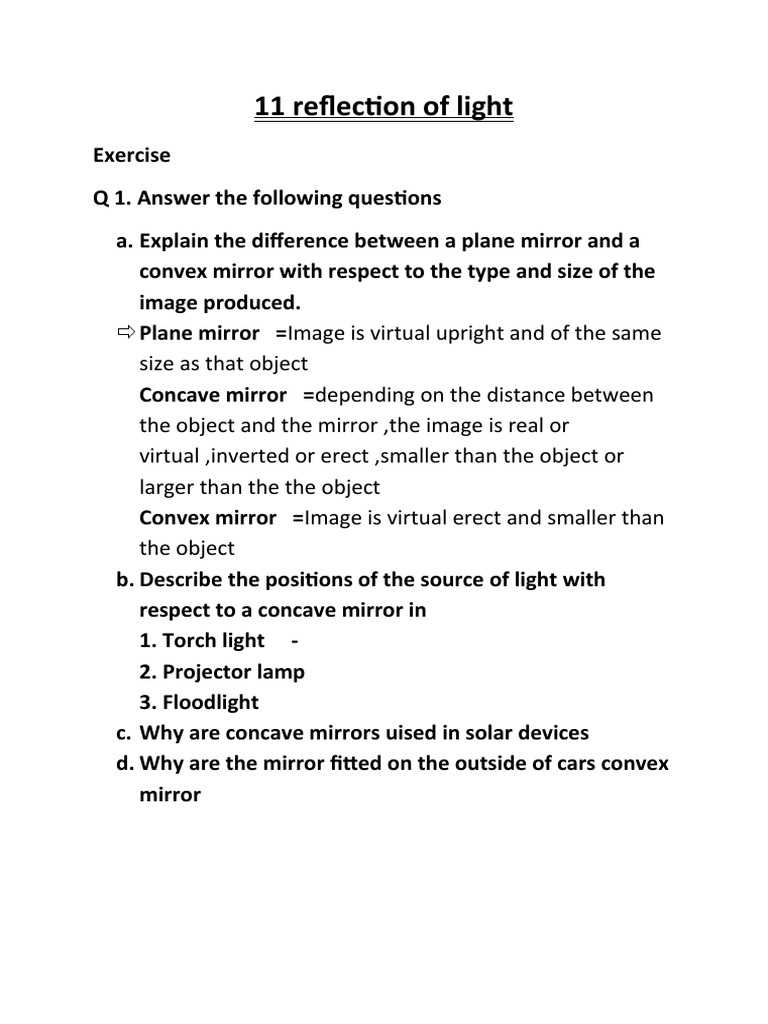 Reflection of Light: Mirrors Explained | PDF | Home & Garden | Art