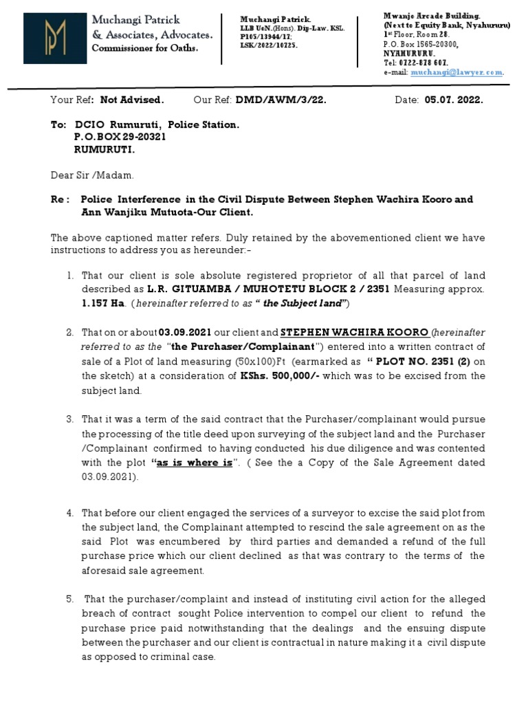 Demand Letter_Police Interference in Civil Dispute Between Stephen ...