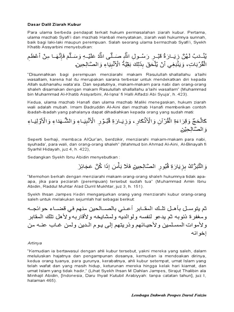 Dasar Dalil Ziarah Kubur | PDF