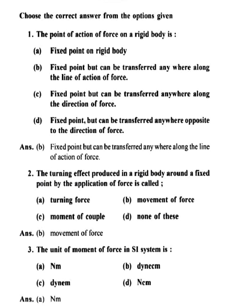 Class 10 Physics MCQs on Force | PDF | Force | Speed