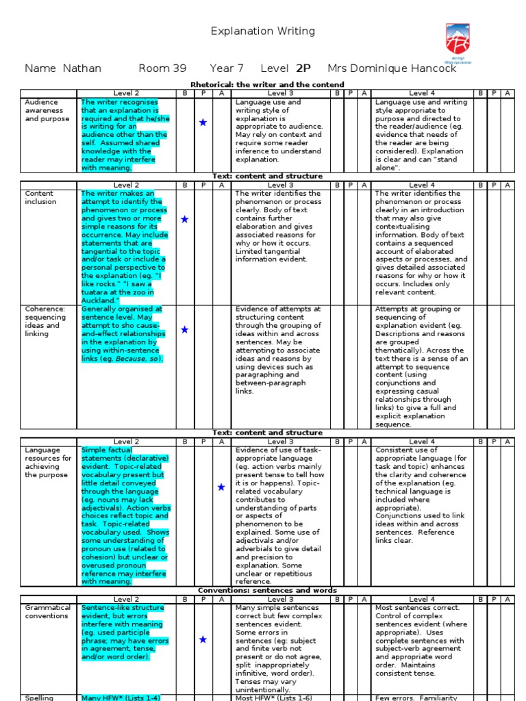 Nathan Explanation Writing | Download Free PDF | Sentence (Linguistics ...