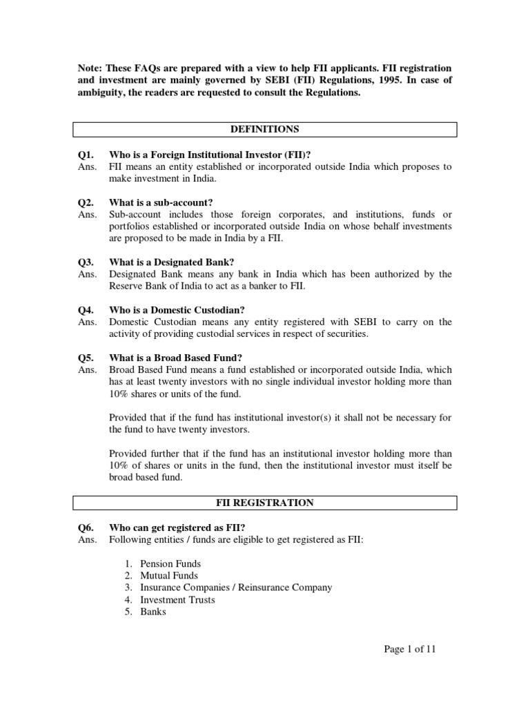 FII Application FAQs | PDF