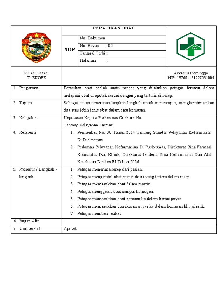 Sop Peracikan Obat | PDF