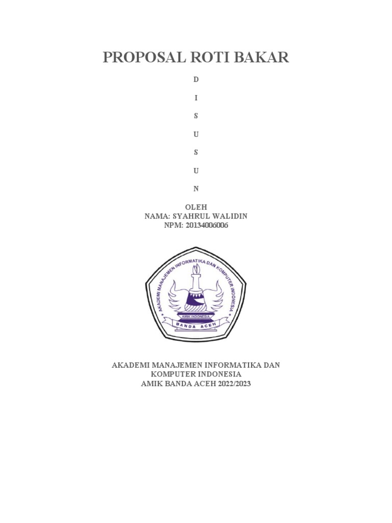 Proposal Roti Bakar | PDF