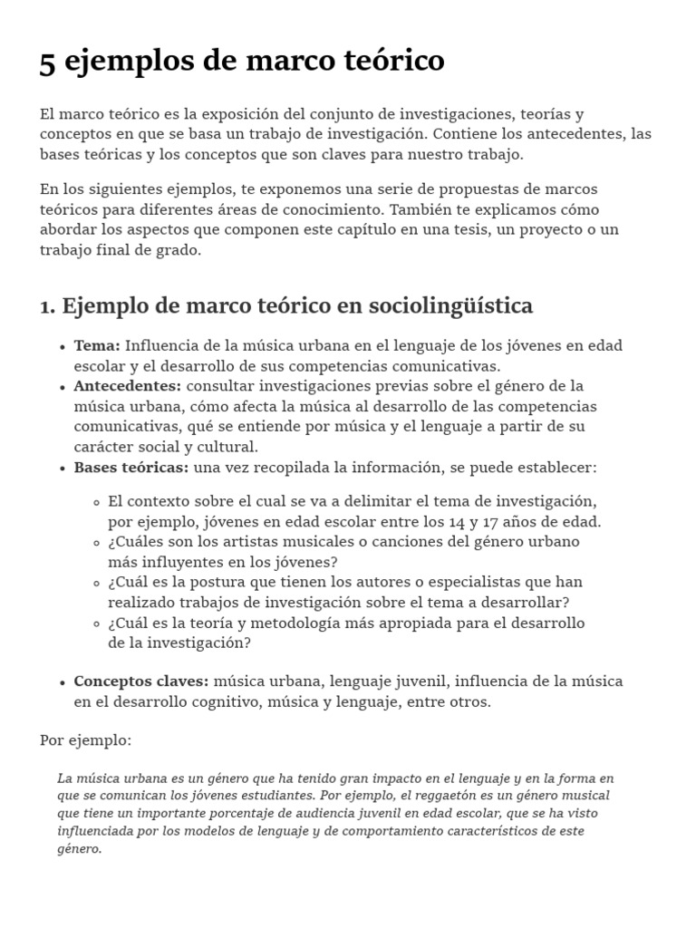 5 ejemplos de marco teórico | PDF | Biogás | America latina