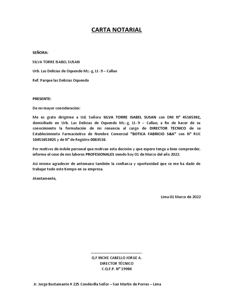 CARTA NOTARIAL | PDF