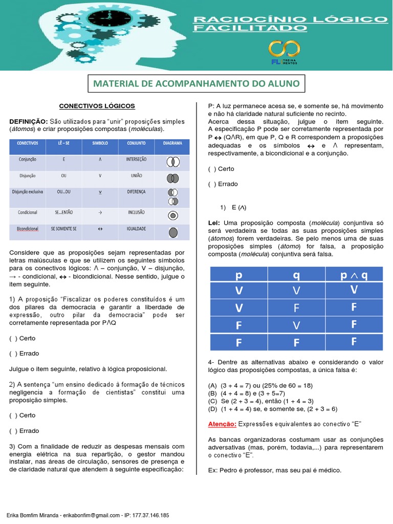 Aula 1 - Conectivos Lógicos | PDF | Lógica | Lógica matemática