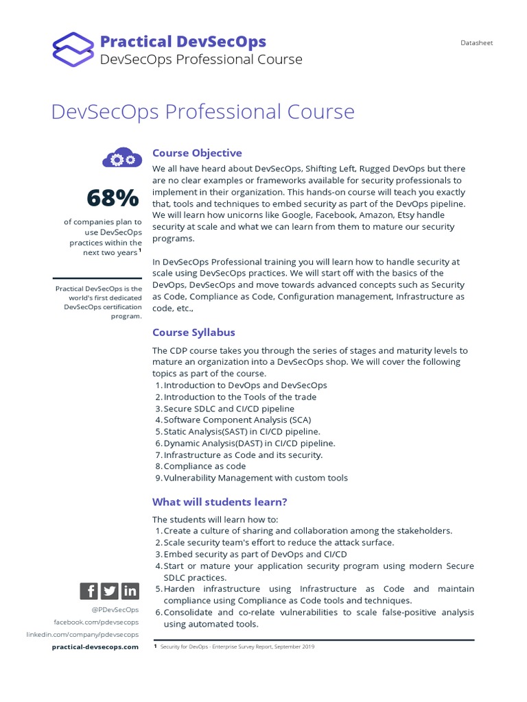 DevSecOps Professional Datasheet v1.5 Detailed | PDF | Test (Assessment ...