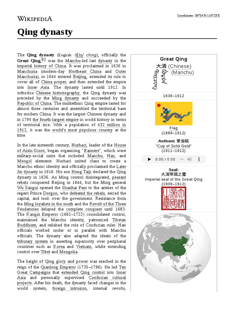 Qing Dynasty | PDF | Qing Dynasty | Imperial China