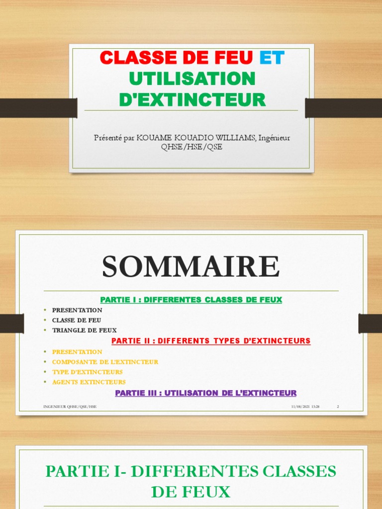 Classes de Feu et Utilisation d'Extincteurs | PDF | La combustion ...