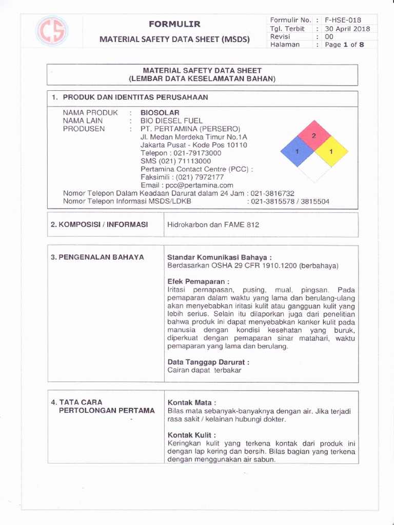4.3. MSDS Bahan Kimia | PDF
