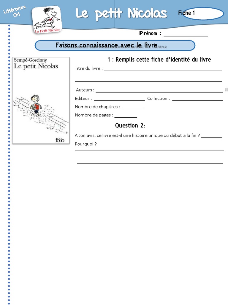 Questionnaire sur Le Petit Nicolas | PDF | BD