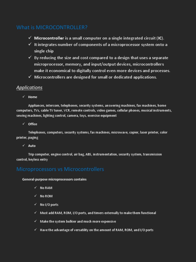 What is a Microcontroller? - A Guide to Microcontrollers | PDF | Microcontroller | Microprocessor