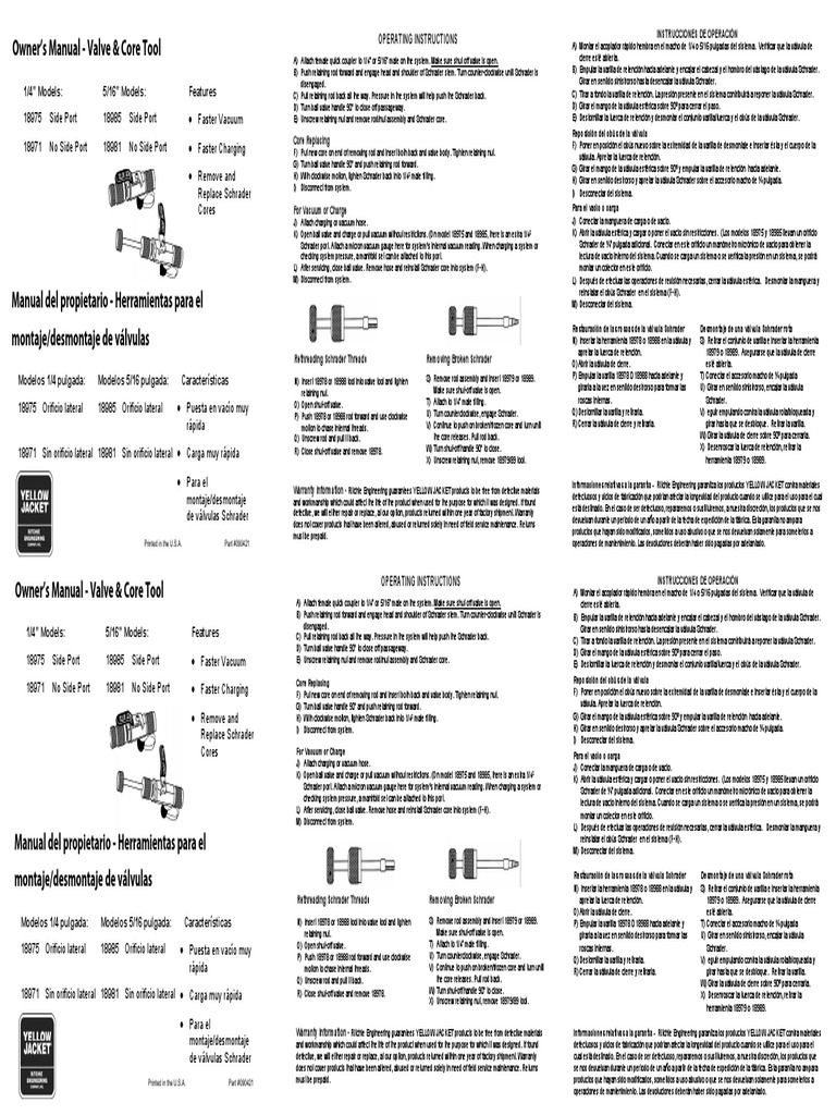Valve and Core Tool English Manual | PDF | Ingeniería mecánica | Plomería