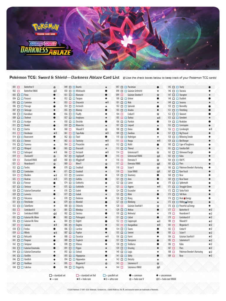 Pokémon TCG: Sword & Shield-Darkness Ablaze Card List | PDF | Video Games | Nintendo