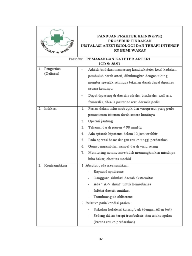 Pemasangan Kateter Arteri | PDF