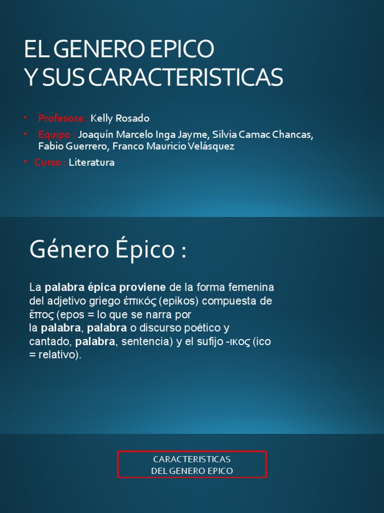 El Genero Epico | PDF | Poesía épica | Narración