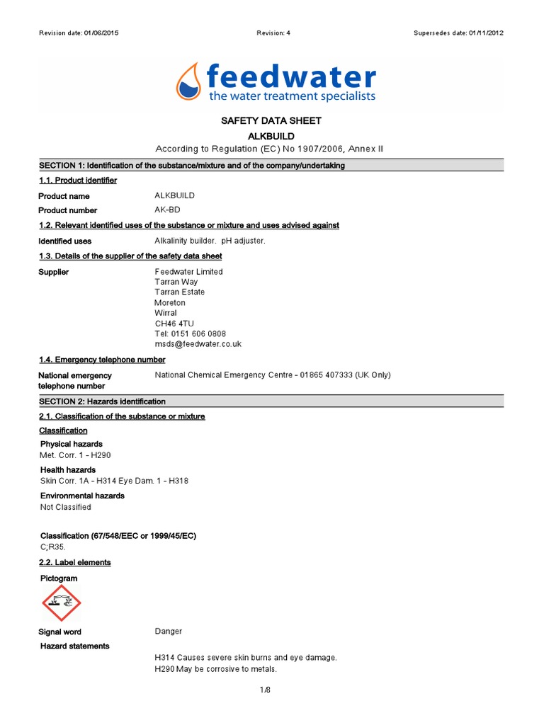 According To Regulation (EC) No 1907/2006, Annex II: Safety Data Sheet ...