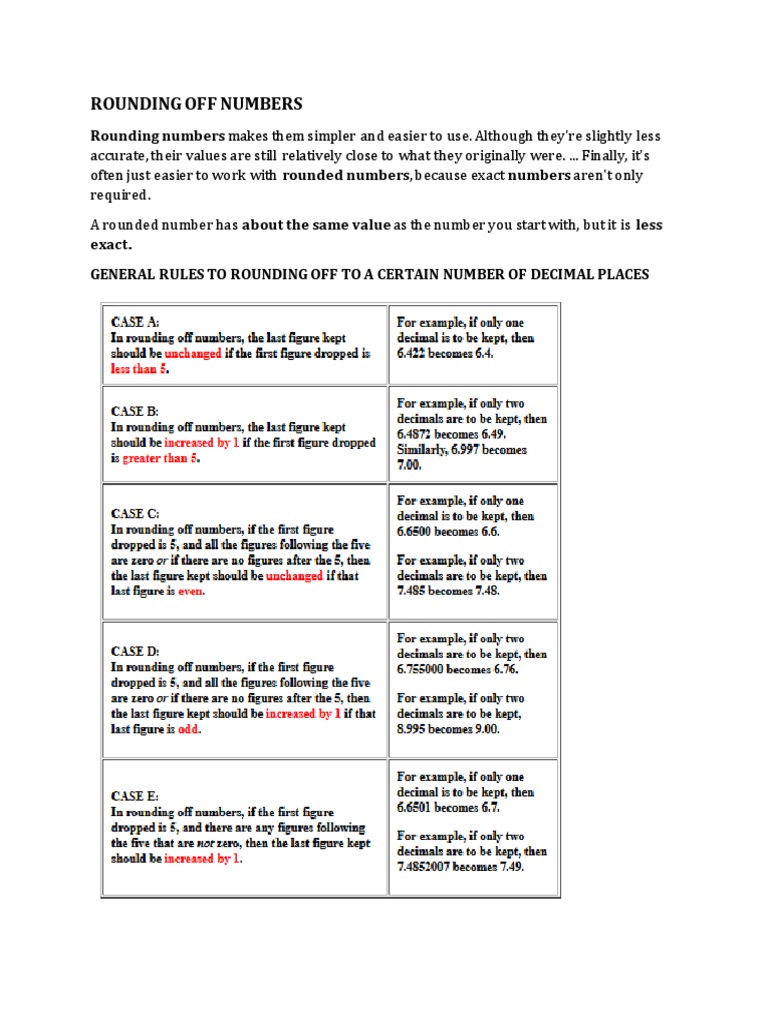 ROUNDING OFF NUMBERS Statistics | PDF