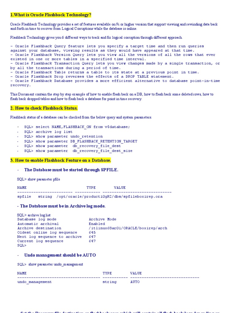 Flashback | PDF | Oracle Database | Databases