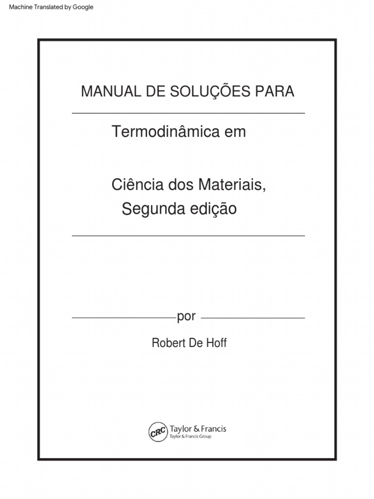 DeHoff Solutions | PDF | Termodinâmica | Livros