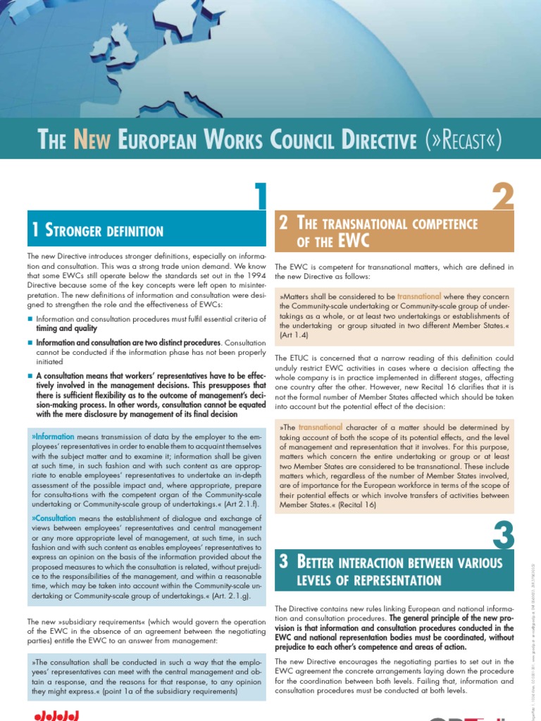 The Recast of The European Works Council Directive | PDF | Employment ...
