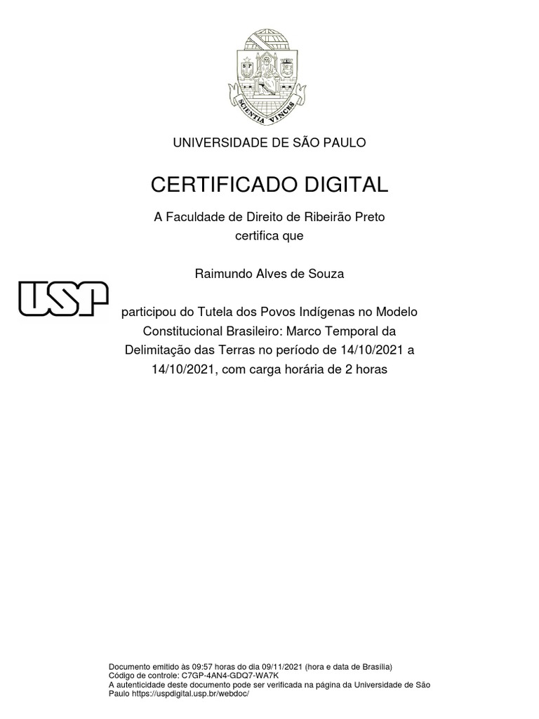 USP - Certificado | PDF