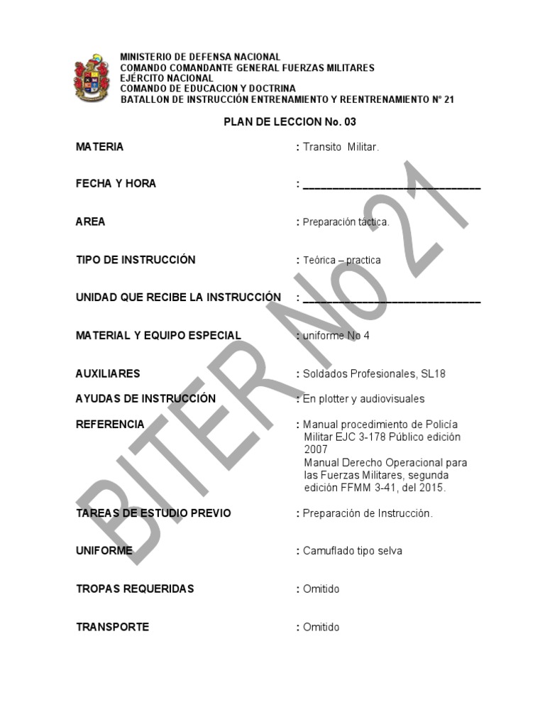 PLAN DE LECCION 3 listo_084903 | PDF | Ciencia militar | Policía