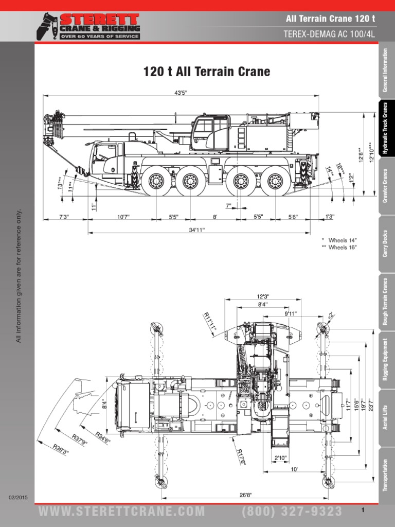 Terex-Demag AC 100/4L Load Chart | PDF | Crane (Machine) | Machines