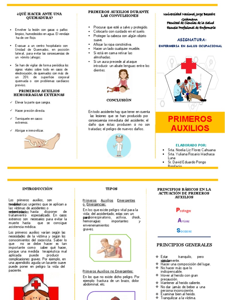 Triptico de Primeros Auxilios | PDF | Primeros auxilios | Ciencias de la Salud