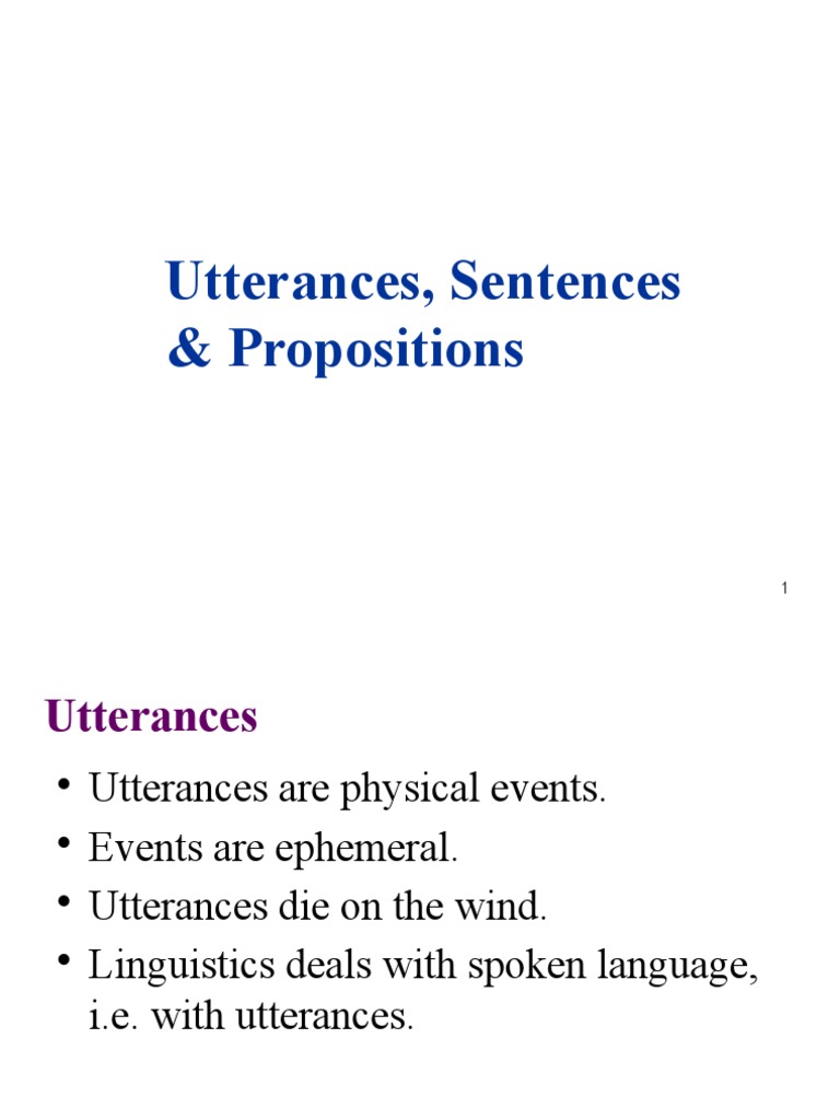 Chapter 6 Utterances, Sentences, Propositions | PDF | Proposition ...