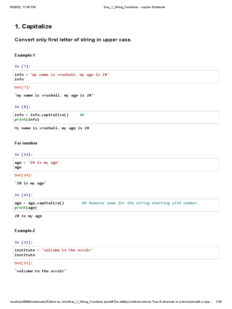Day - 1 - String - Functions - Jupyter Notebook | PDF | Artificial Intelligence | Intelligence ...