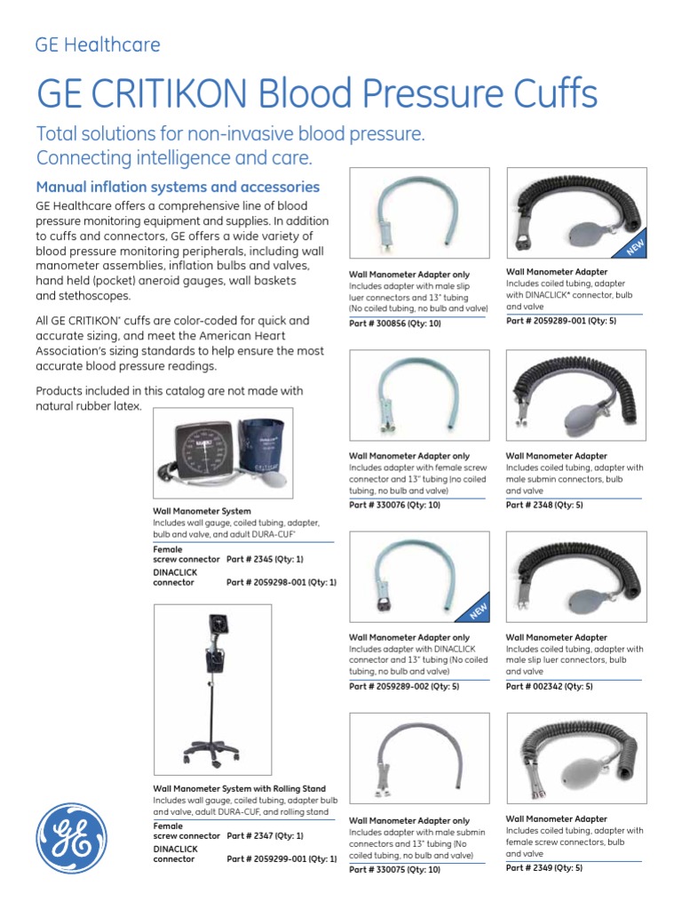 GEHealthcare Brochure GE CRITIKON Manual Inflation Catalog | PDF ...