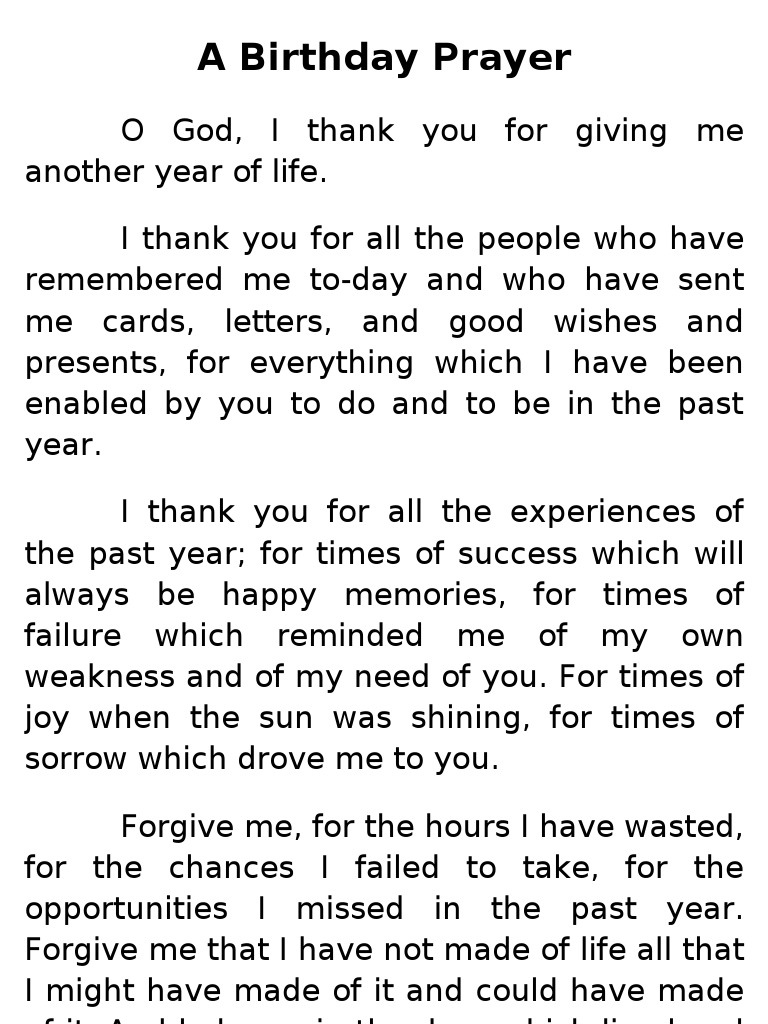 Birthday Prayer of Gratitude | PDF