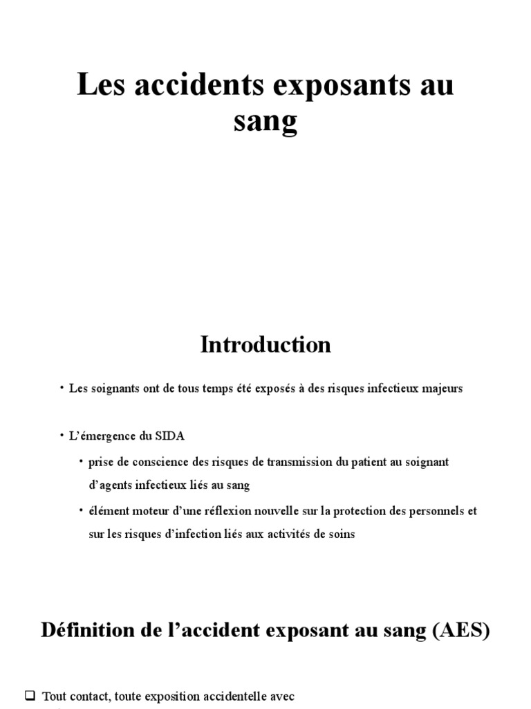 Accidents d'Exposition au Sang : Risques et Définitions | PDF ...