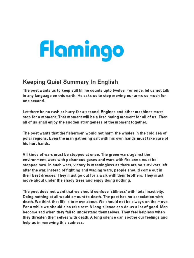 Keeping Quiet Summary + Q and A | PDF