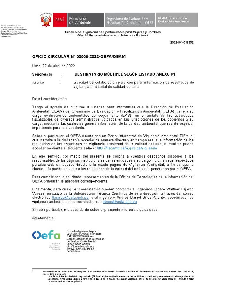 Oficio Circular | PDF | Lima | Gobierno