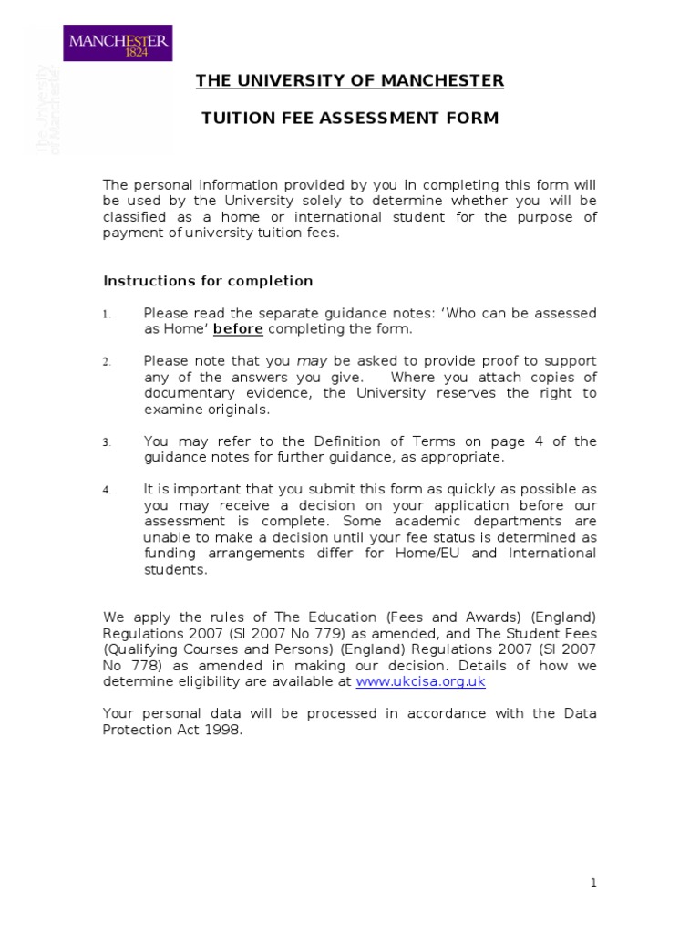 Tuition Fee Ass Form 2010v2 | PDF