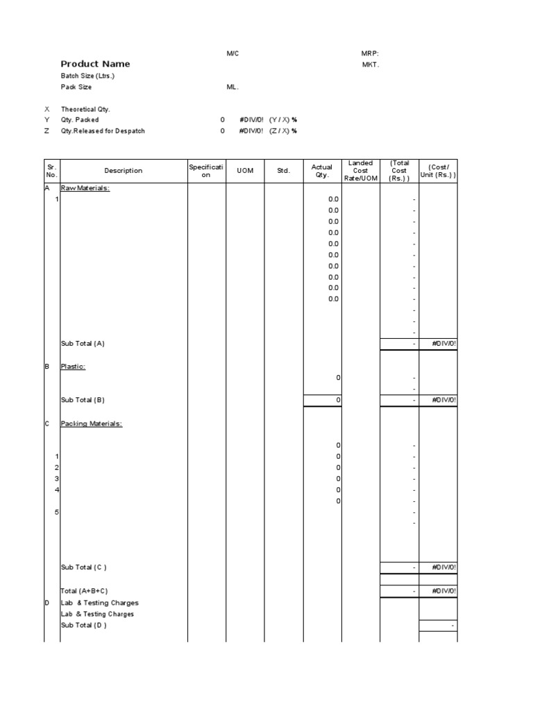 Pharmaceutical Costing Template Excel | PDF | Teaching Methods ...