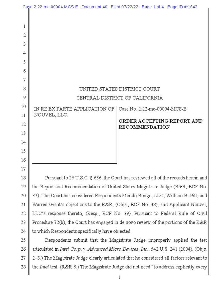 Motion To Quash Subpoena Denied | PDF | Discovery (Law) | United States ...
