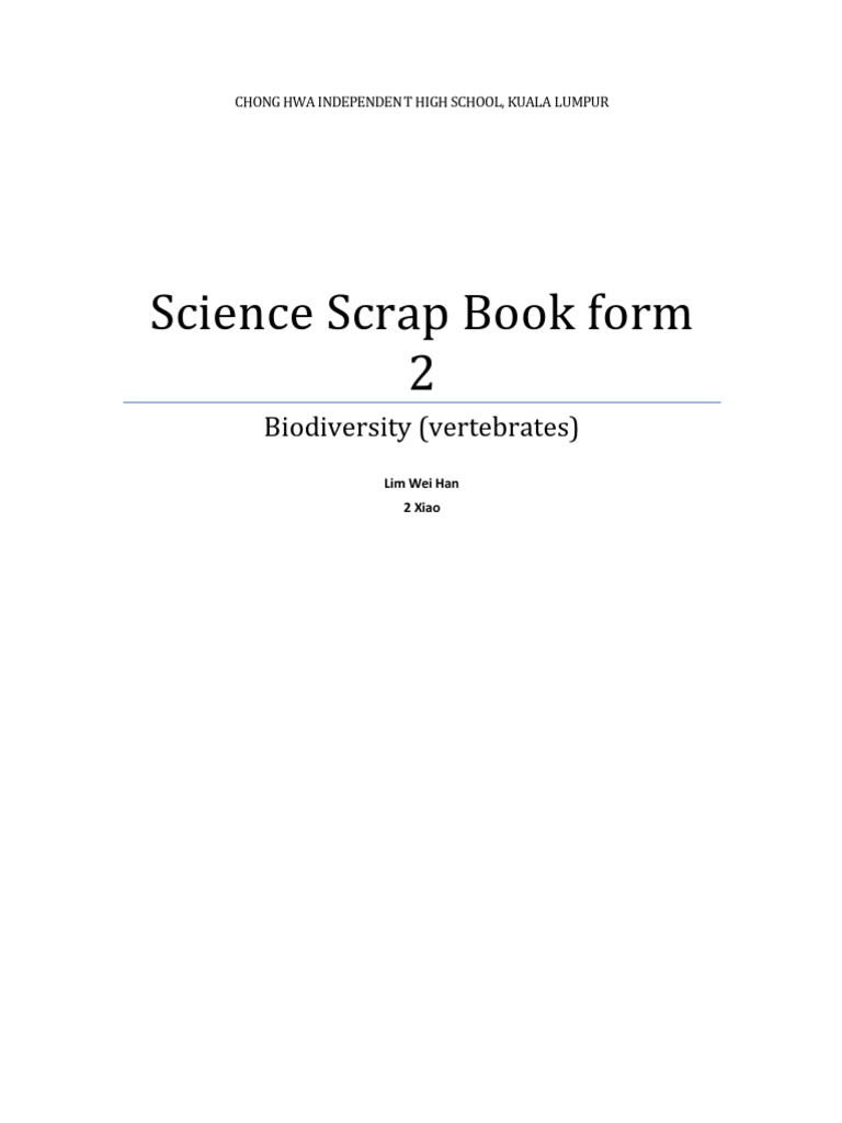 Science Scrapbook Form 2 Vertebrates | PDF