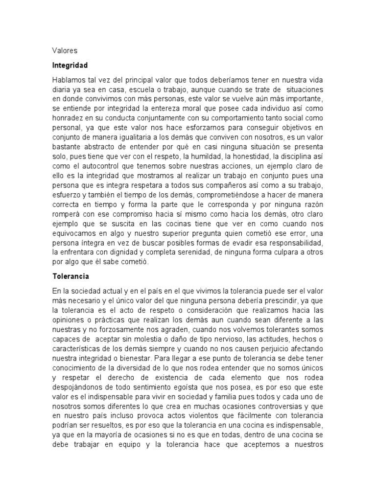 Valores | PDF | Amor | Tolerancia