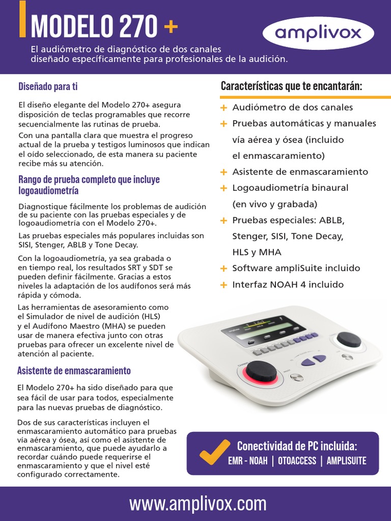 Amplivox 270+ Spanish - Especificaciones | PDF | Auriculares | Micrófono