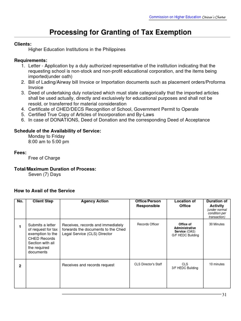 How to Obtain Tax Exemption for Educational Imports in 7 Days | PDF ...